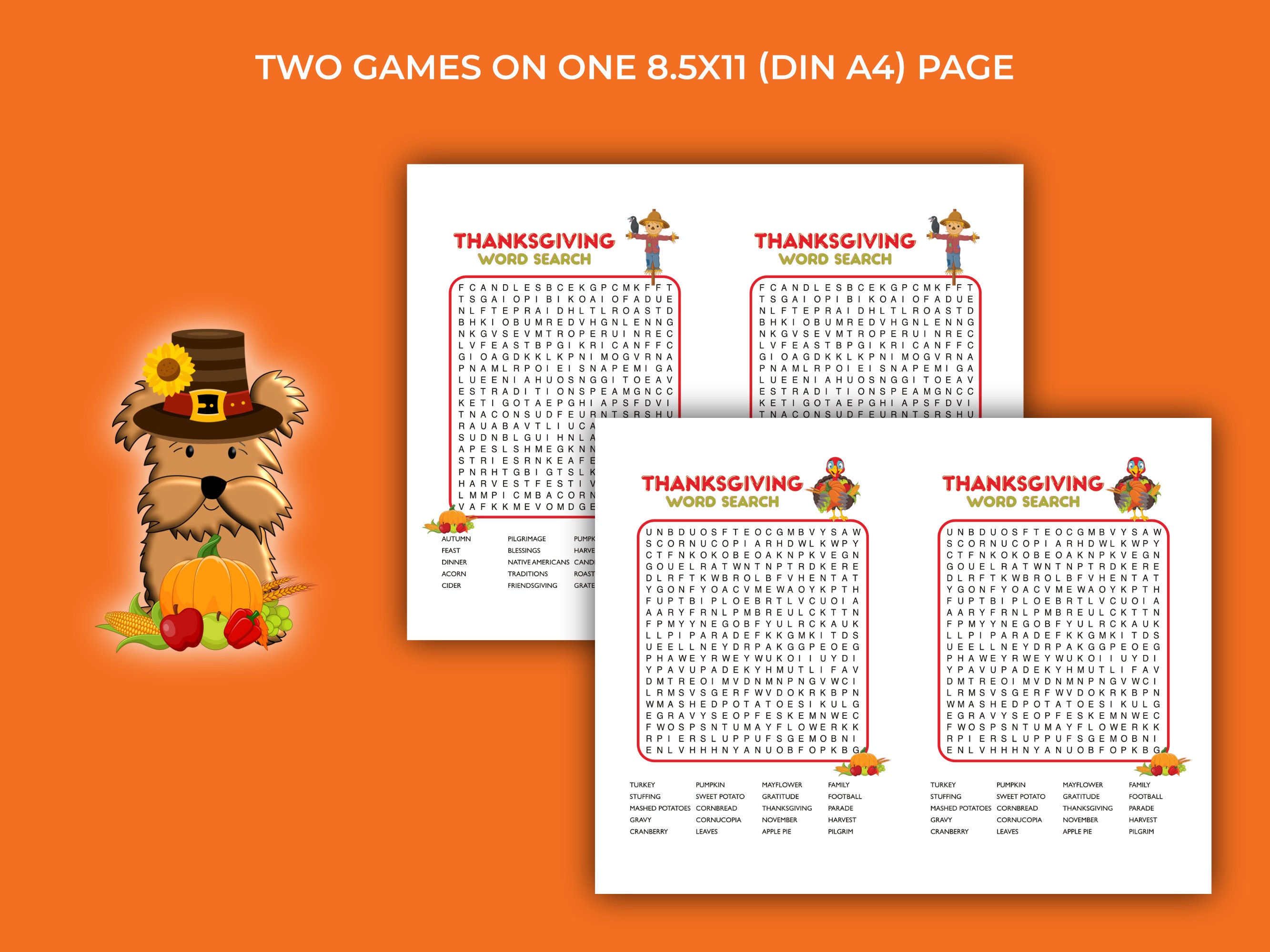 Thanksgiving Word Search Games Printable for Kids Icebreaker Slumber ...