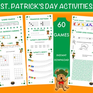St Patricks Day Activity & Coloring Page Bundle | 60 Printable Games ...