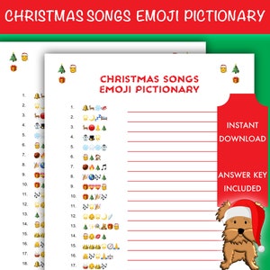 Christmas Songs Emoji Pictionary Game Icebreaker Slumber Party Games ...