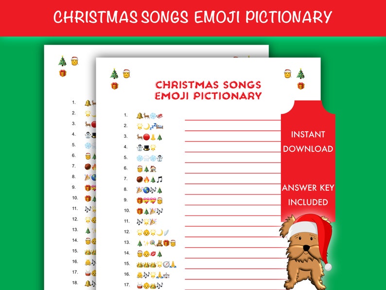 Christmas Songs Emoji Pictionary Game Icebreaker Slumber - Etsy