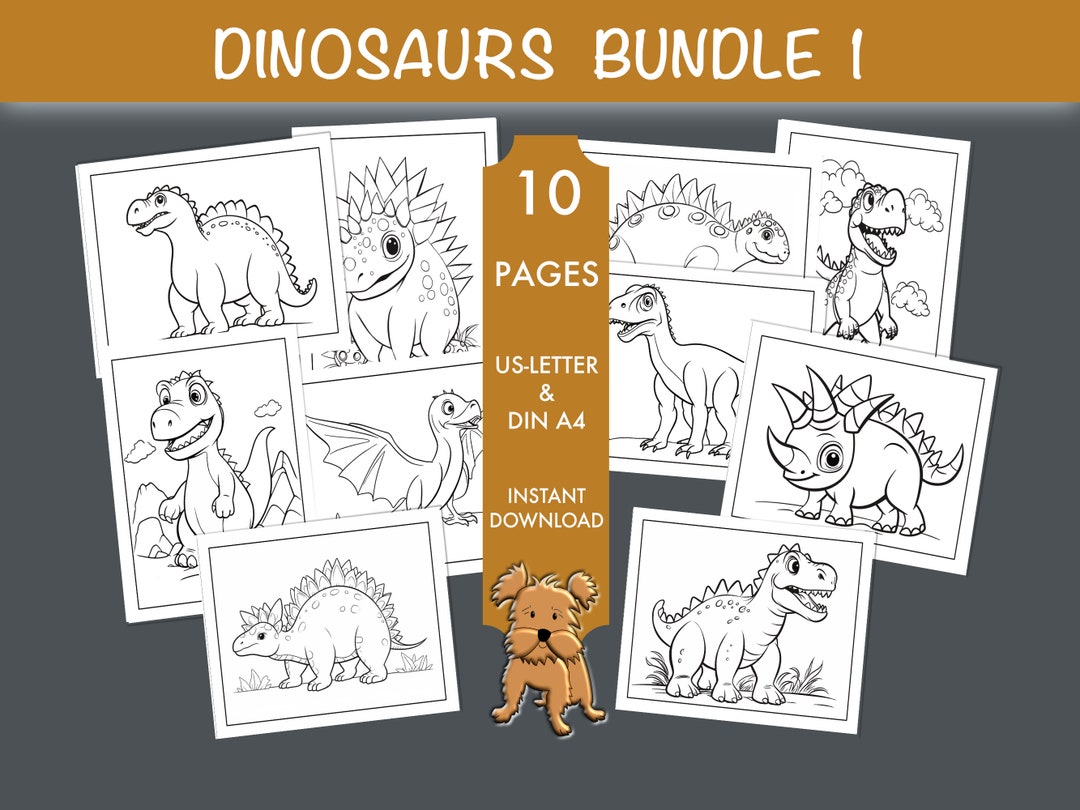10 Dinosaur Coloring Pages for Kids | Printable Coloring Book for ...