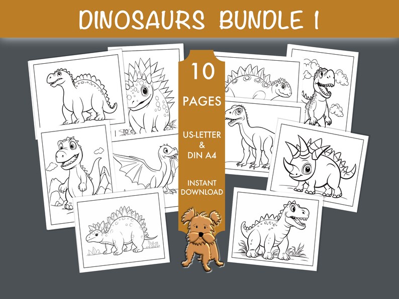10 Dinosaur Coloring Pages for Kids | Printable Coloring Book for ...
