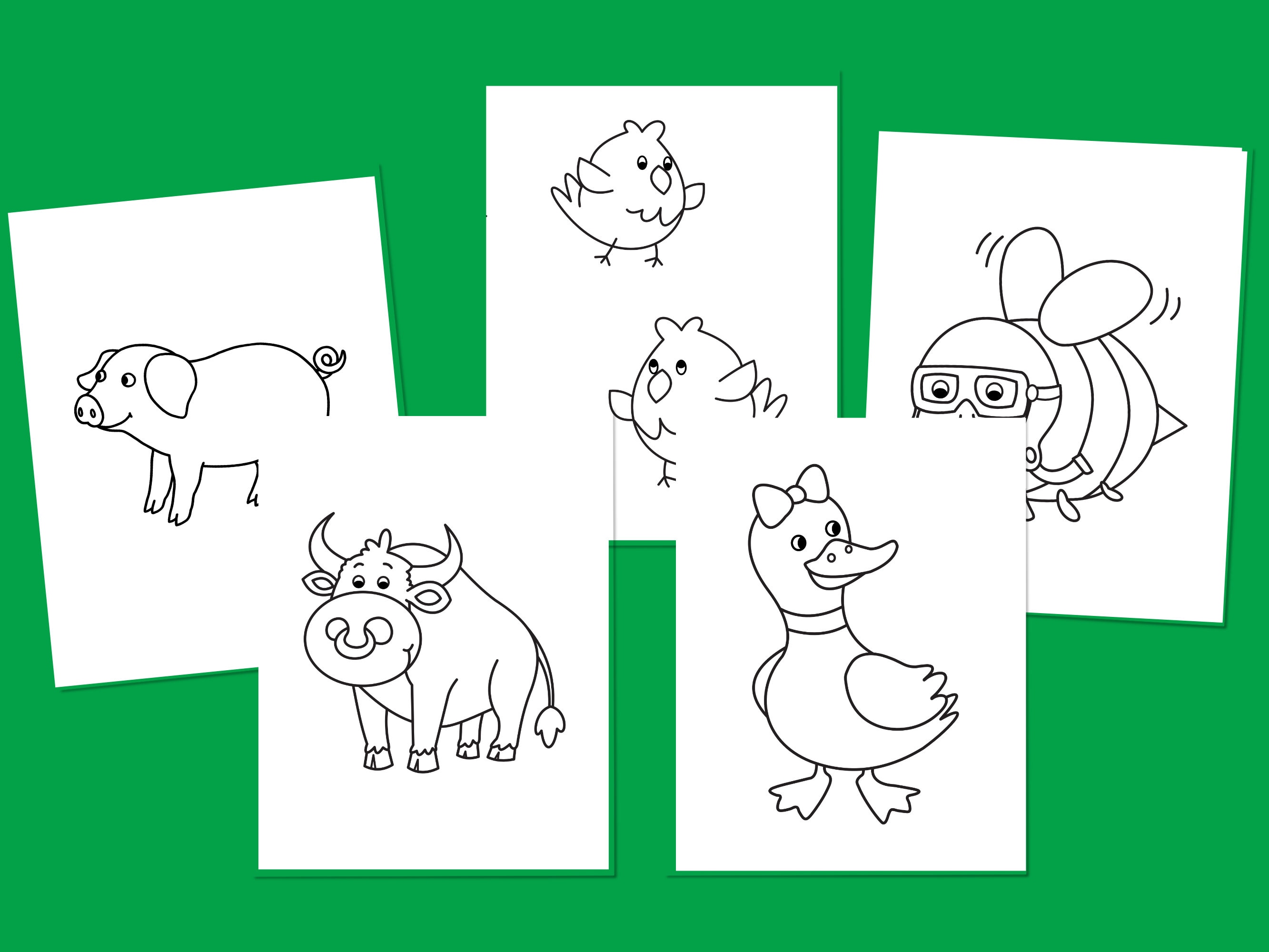 30 Farm Animals Coloring Pages for Kids First Printable Coloring Book ...