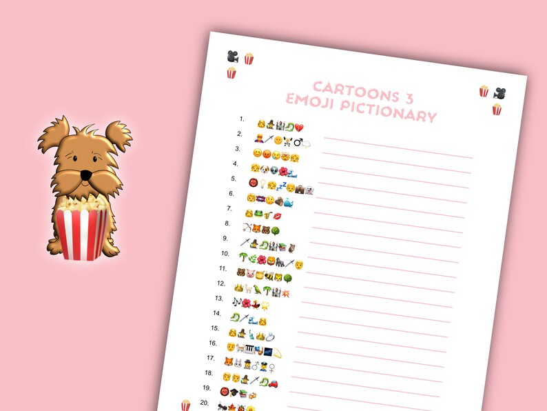 Cartoon Movies 3 Emoji Pictionary Game Slumber Party Games - Etsy