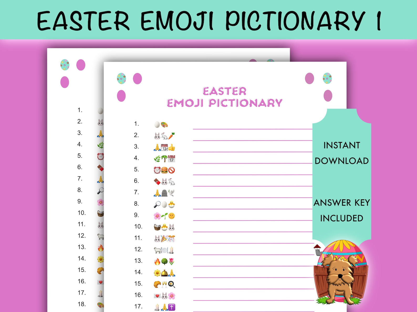 Easter Emoji Pictionary Printable Easter Game for Kids - Etsy