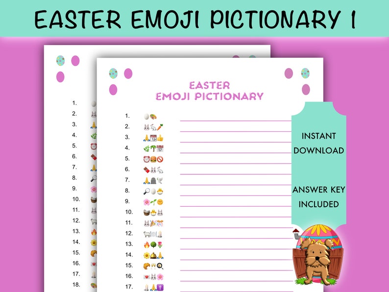 Easter Emoji Pictionary Printable Easter Game for Kids - Etsy