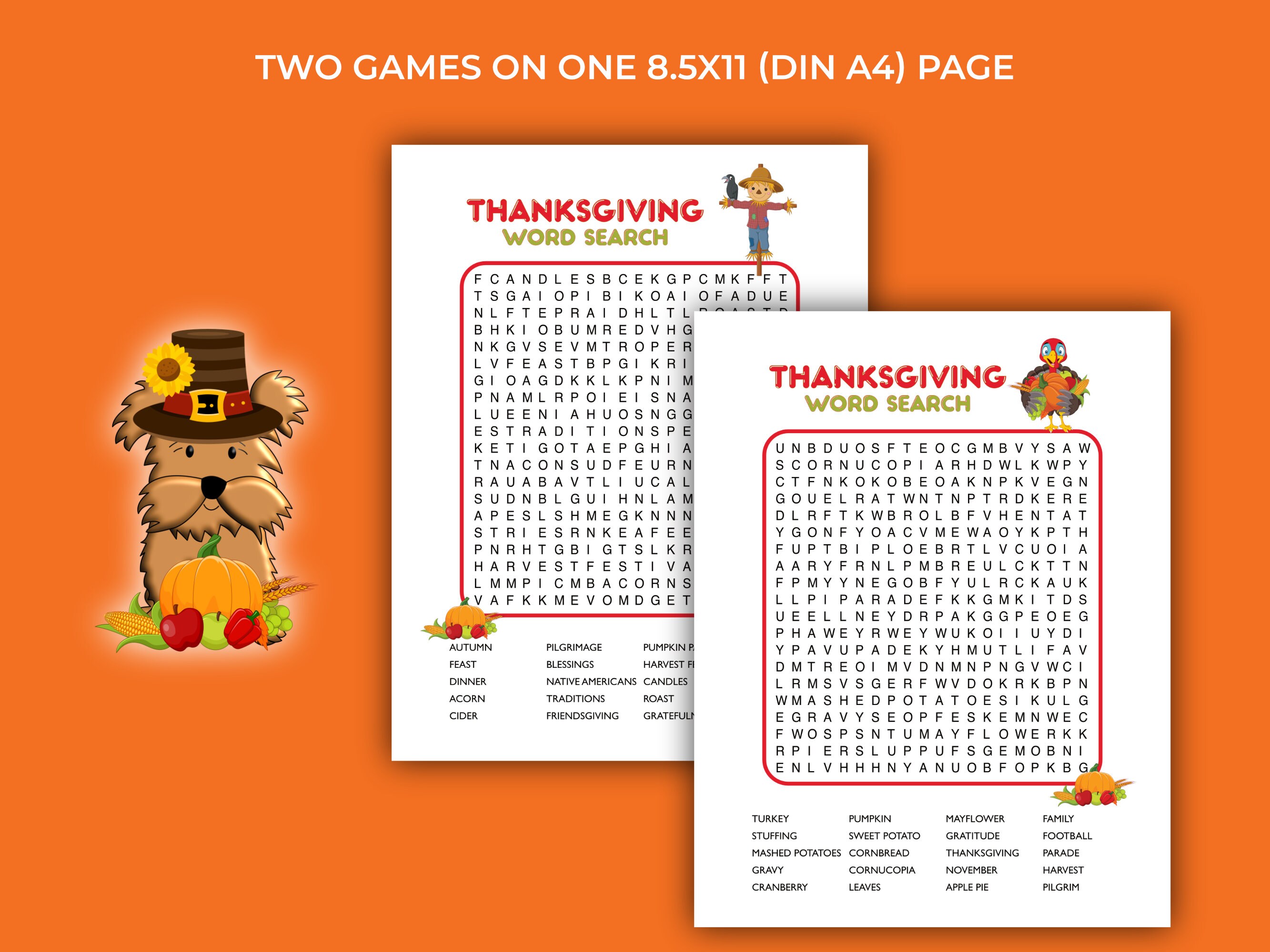Thanksgiving Word Search Games Printable for Kids Icebreaker Slumber ...