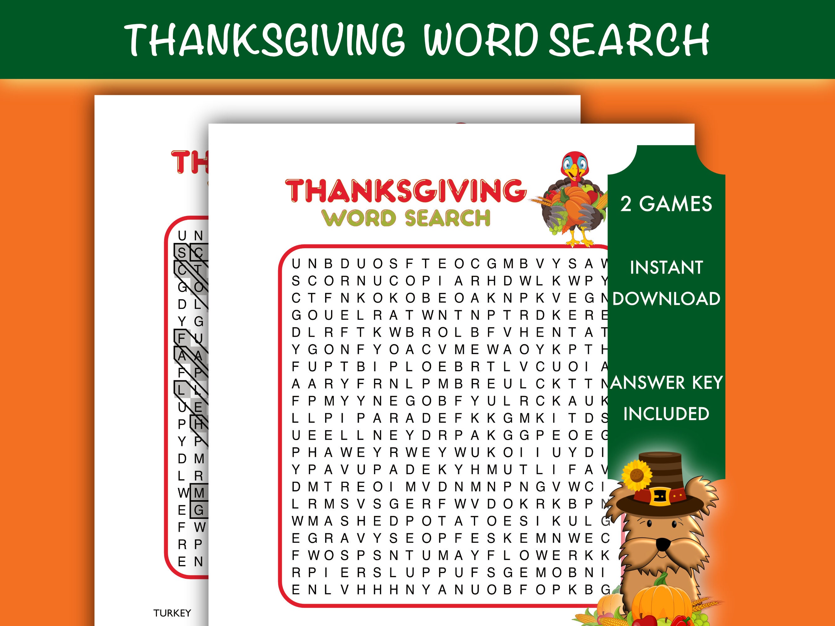 Thanksgiving Word Search Games Printable for Kids Icebreaker Slumber ...
