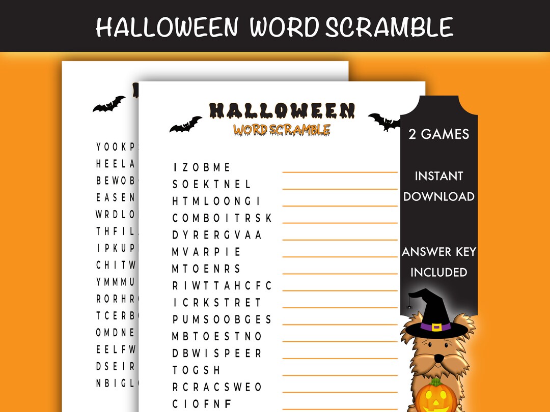 Halloween Word Scramble Slumber Party Games | Teen Halloween Games ...