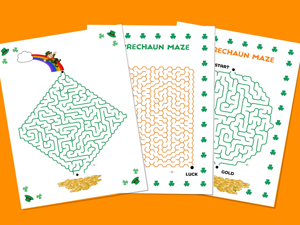 St Patricks Day Activity & Coloring Page Bundle 60 Printable Games for ...