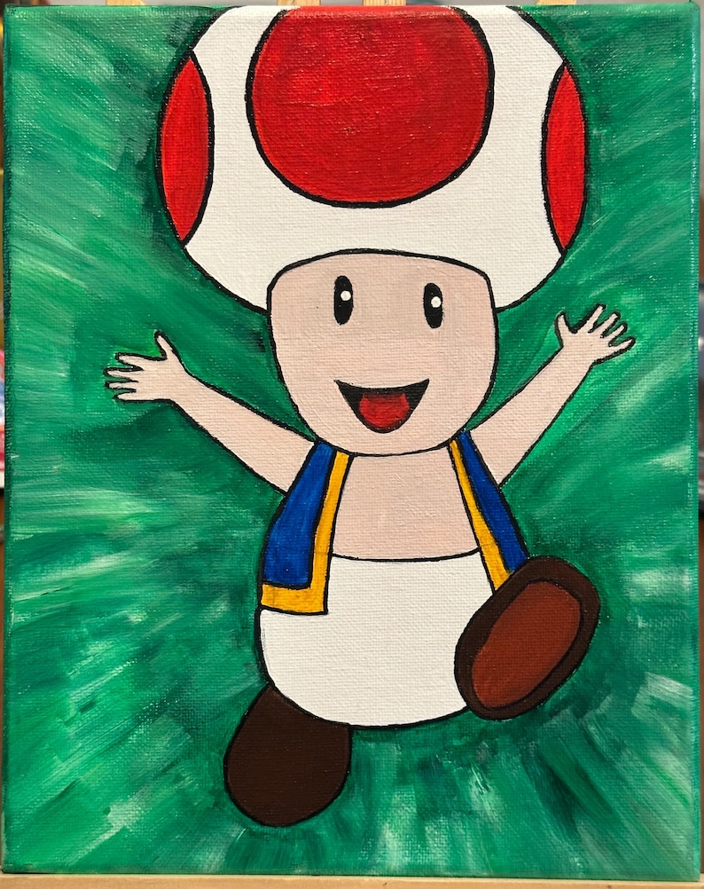 Toad From Mario – Acrylic Painting (8" X 10") | Fan Art - Etsy
