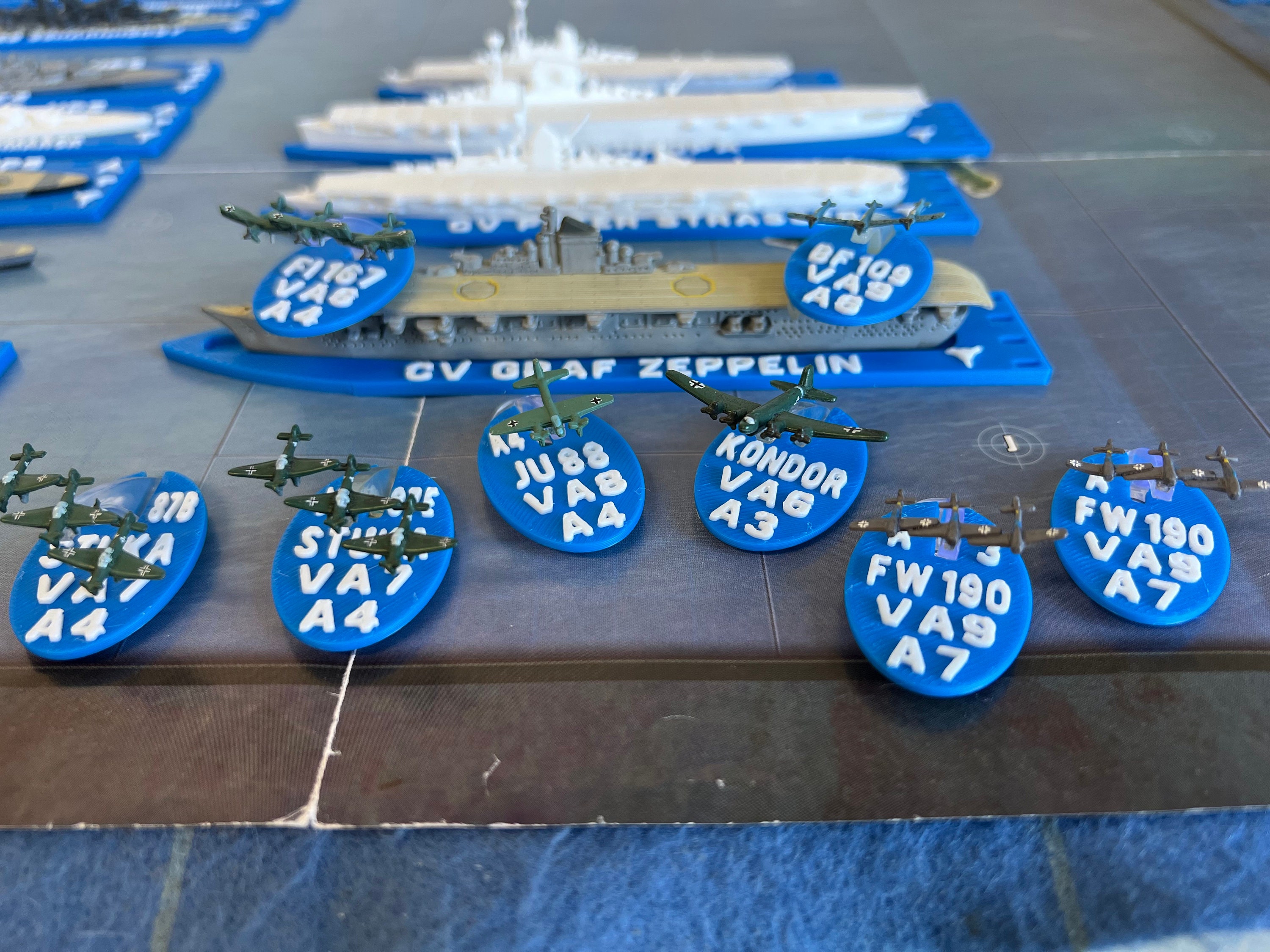 Custom War at Sea Base 3D Printed Game Pieces Plane Base Sub Base War ...