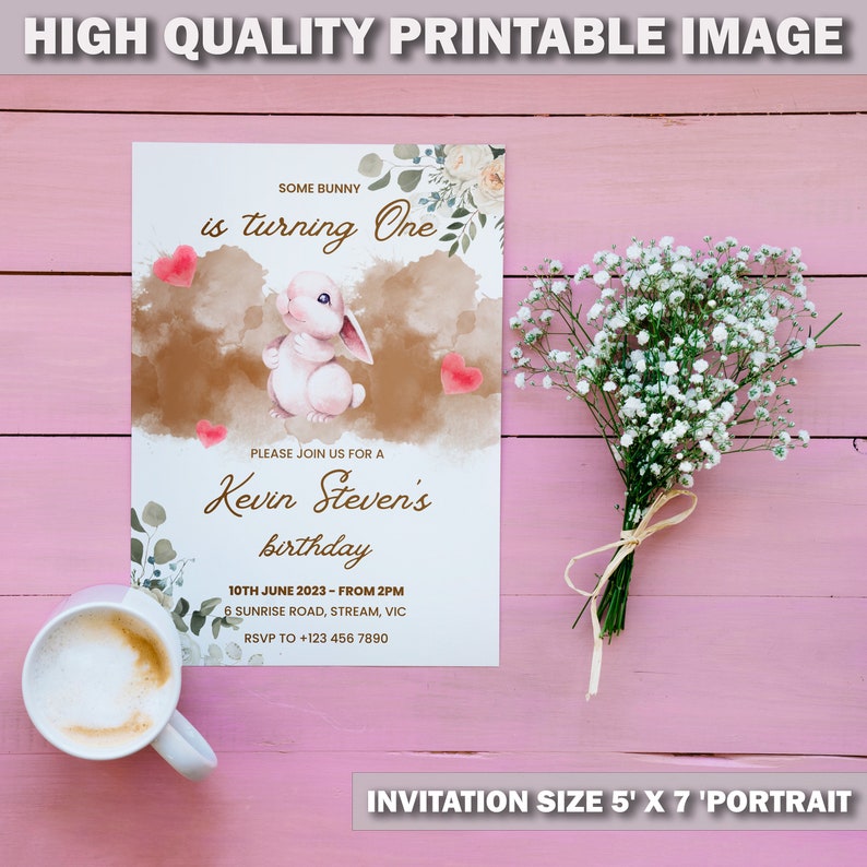 EDITABLE E PRINTABLE TEMPLATE Bunny Birthday Invitation Any - Etsy