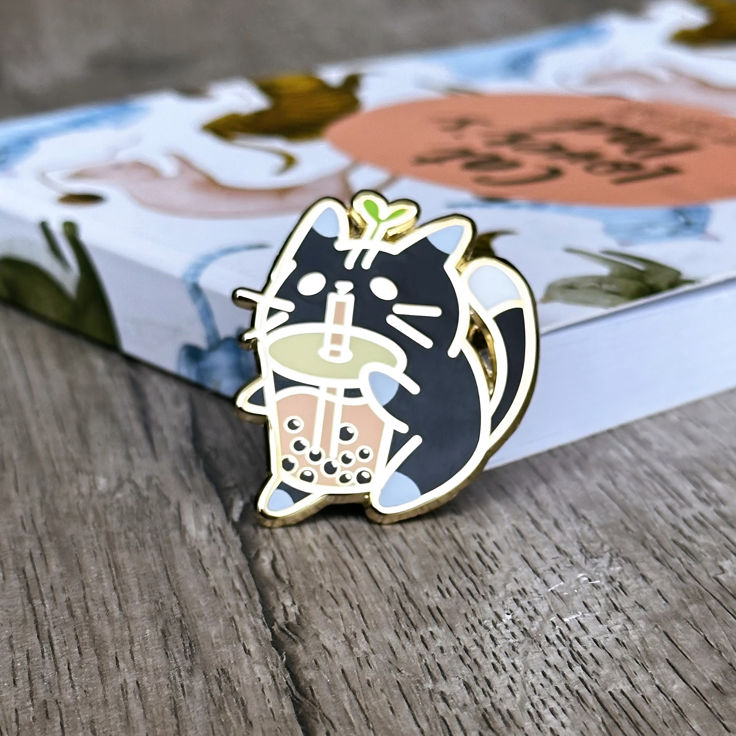 Cat Pin Limited Boba Black Cat Enamel Pin Unique Bubble Tea Accessory ...