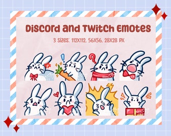 Bunny Discord Emotes Pack Twitch Emotes Funny Cute Bunny Emote Kawaii ...