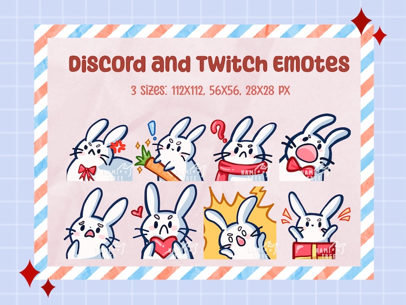 Cute Bunny Emotes Twitch Emote Discord Youtube Streaming Cute Kawaii