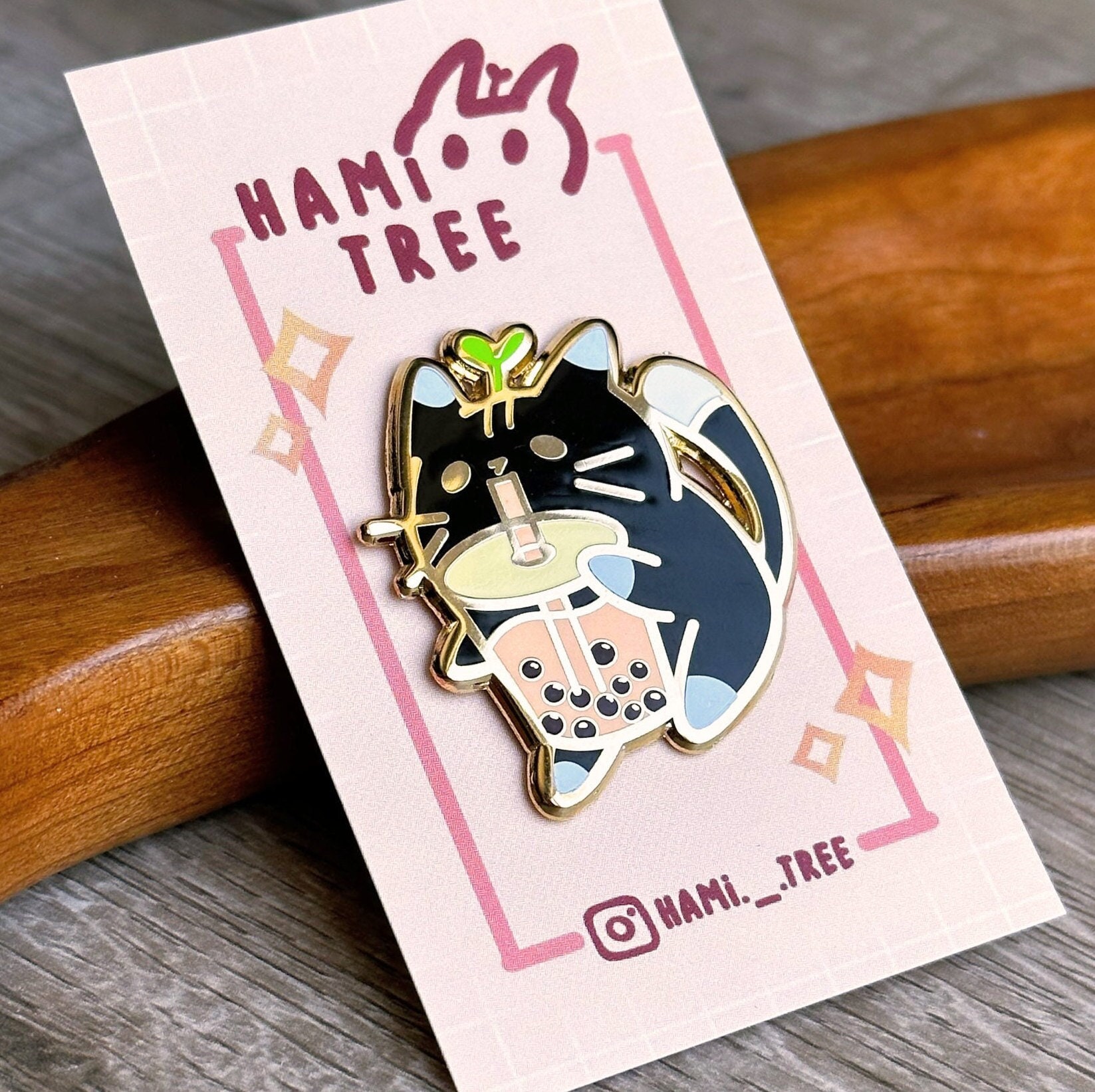 Cat Pin Limited Boba Black Cat Enamel Pin Unique Bubble Tea Accessory ...