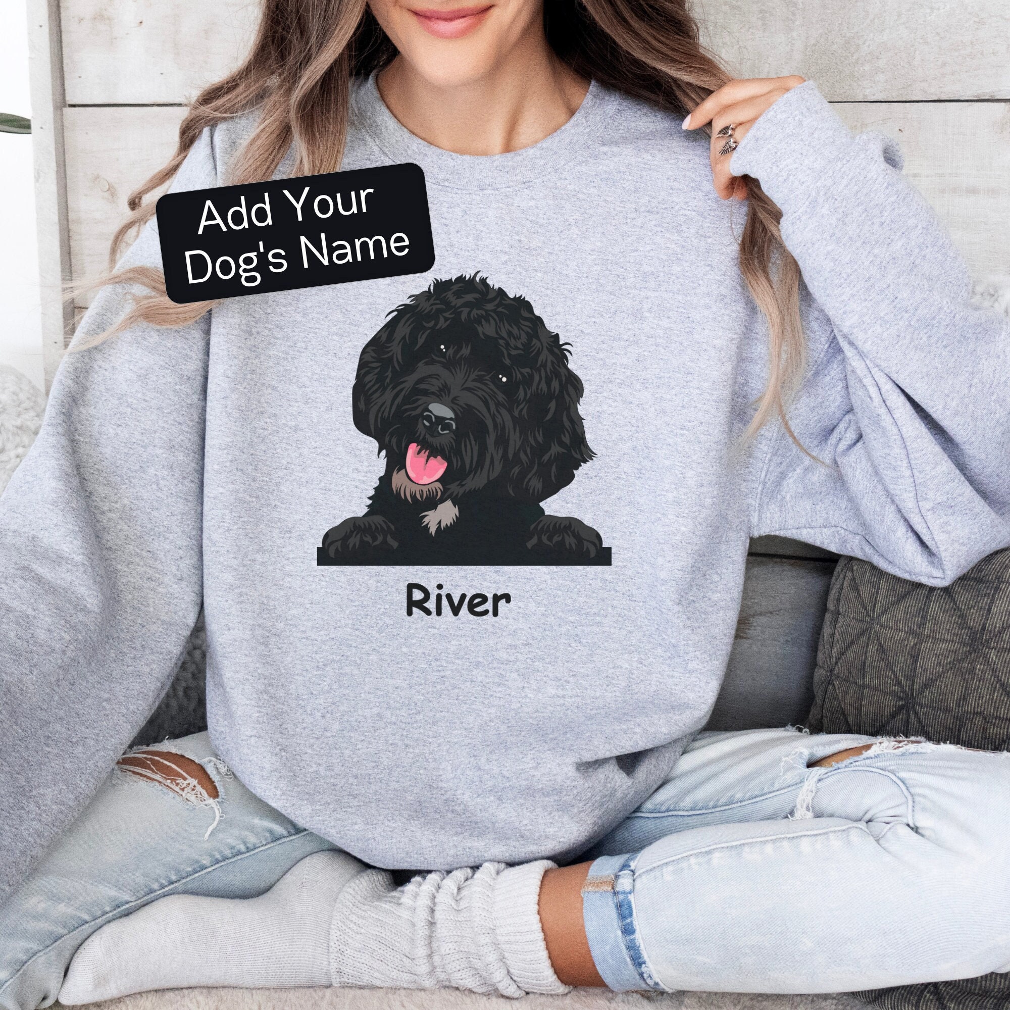 Personalized Black Goldendoodle Mom Sweatshirt, Custom Name Black ...