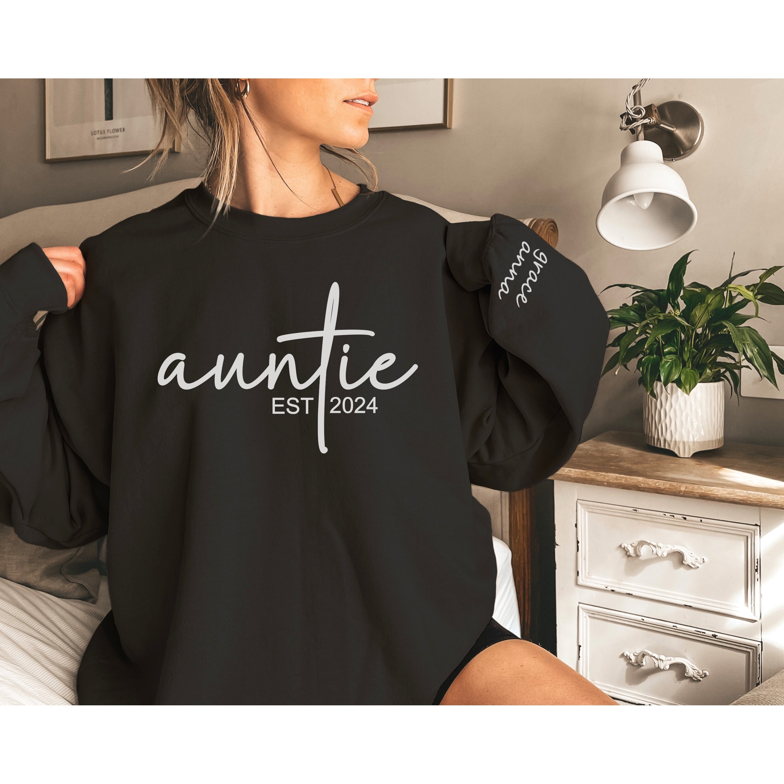 Personalized Aunt Est Sweatshirt With Names on Sleeve, Custom Aunty ...