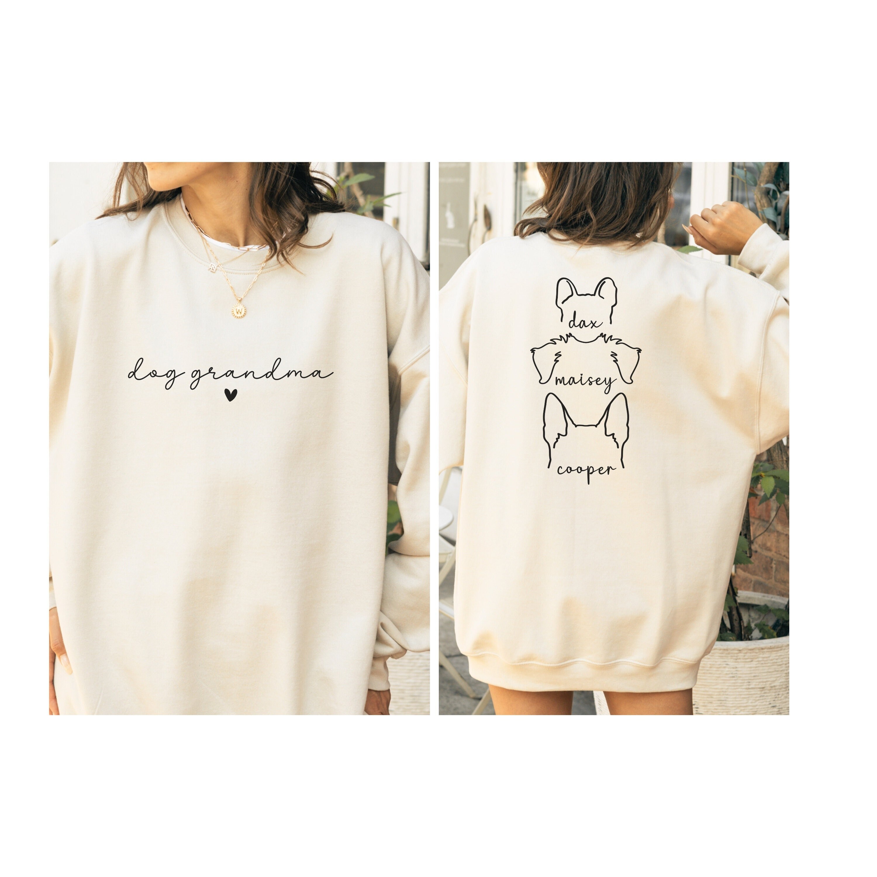 Custom Dog Ear Sweatshirt, Dog Grandma, Pet Grandparent, Dog ...