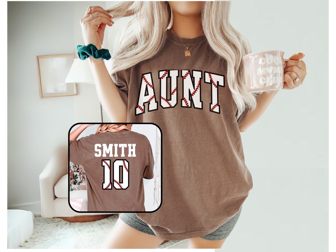 Custom Baseball Aunt Shirt With Name and Number, Baseball Auntie Gift ...