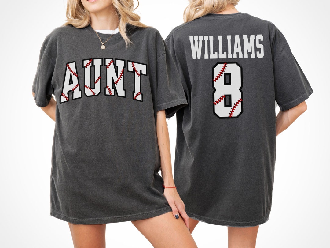 Custom Baseball Aunt Shirt With Name and Number, Baseball Auntie Gift ...