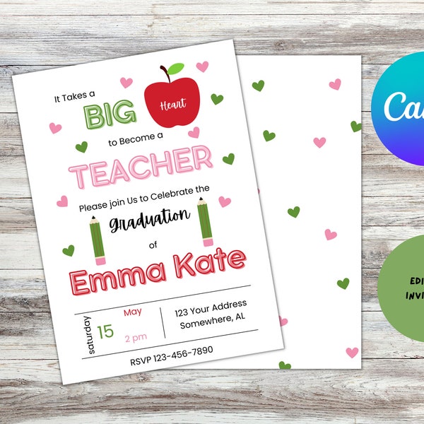 Teacher Graduation Invitation Template - Etsy