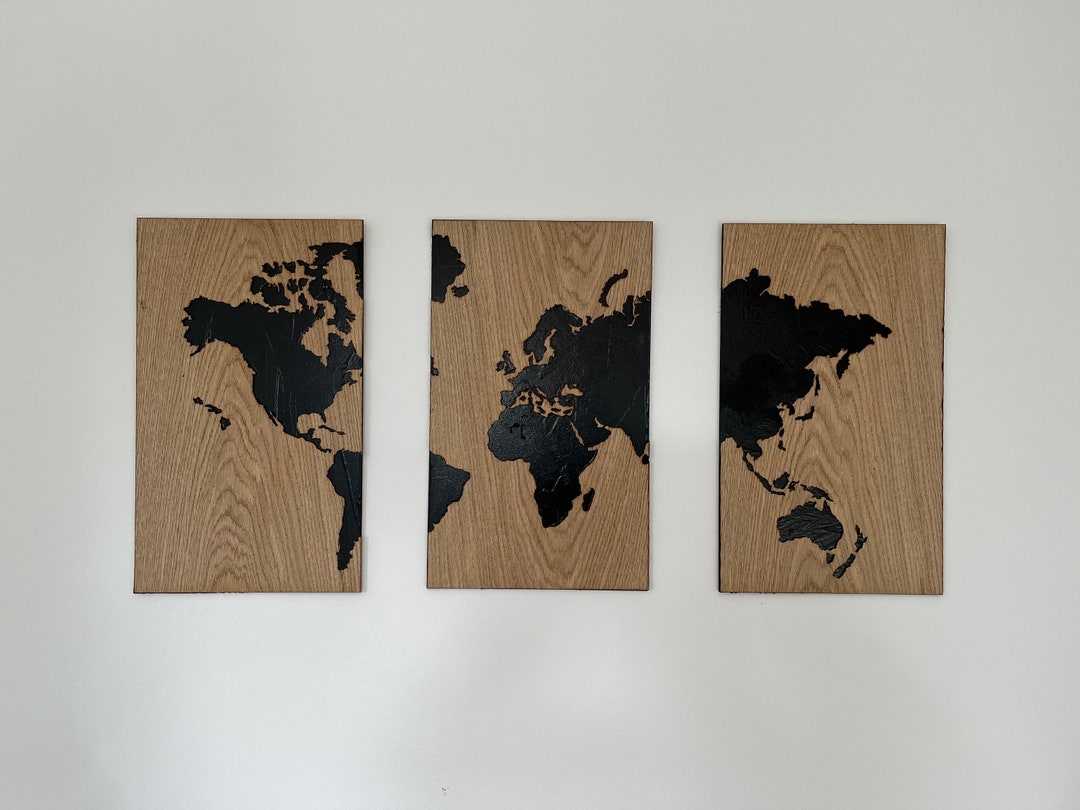 World Map Wall Decoration 3 Parts - Etsy