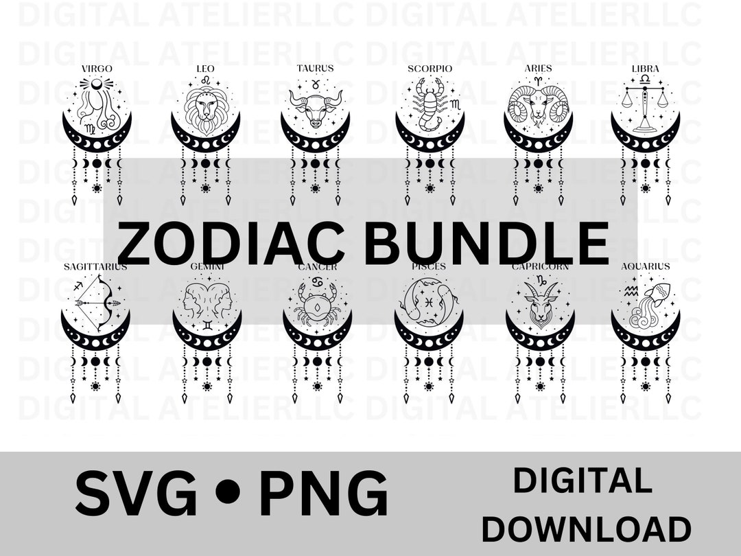 Zodiac Signs Bundle Zodiac Signs SVG Bundle Zodiac Clipart - Etsy Australia