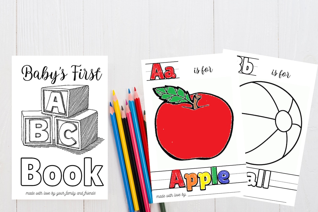 ABC Coloring Book Baby Shower Activity, Alphabet Book Baby Shower Game ...