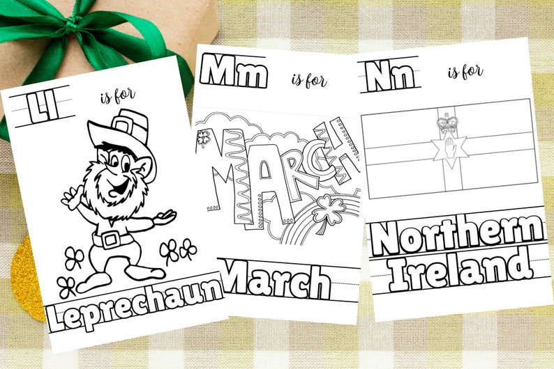 Libro para colorear imprimible ABC del Día de San Patricio / Libro para ...