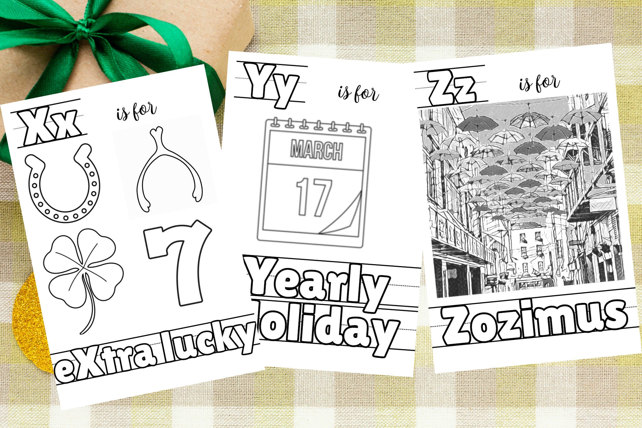 Libro para colorear imprimible ABC del Día de San Patricio / Libro para ...