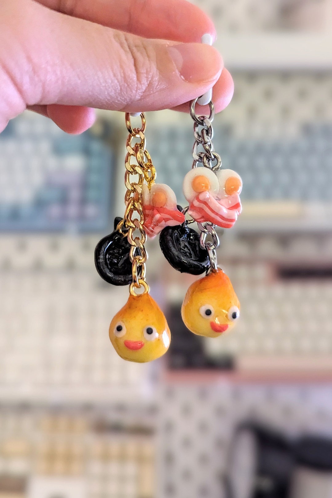 Handmade Calcifer Howl's Moving Castle Keychain | Nintendo Switch Dust ...