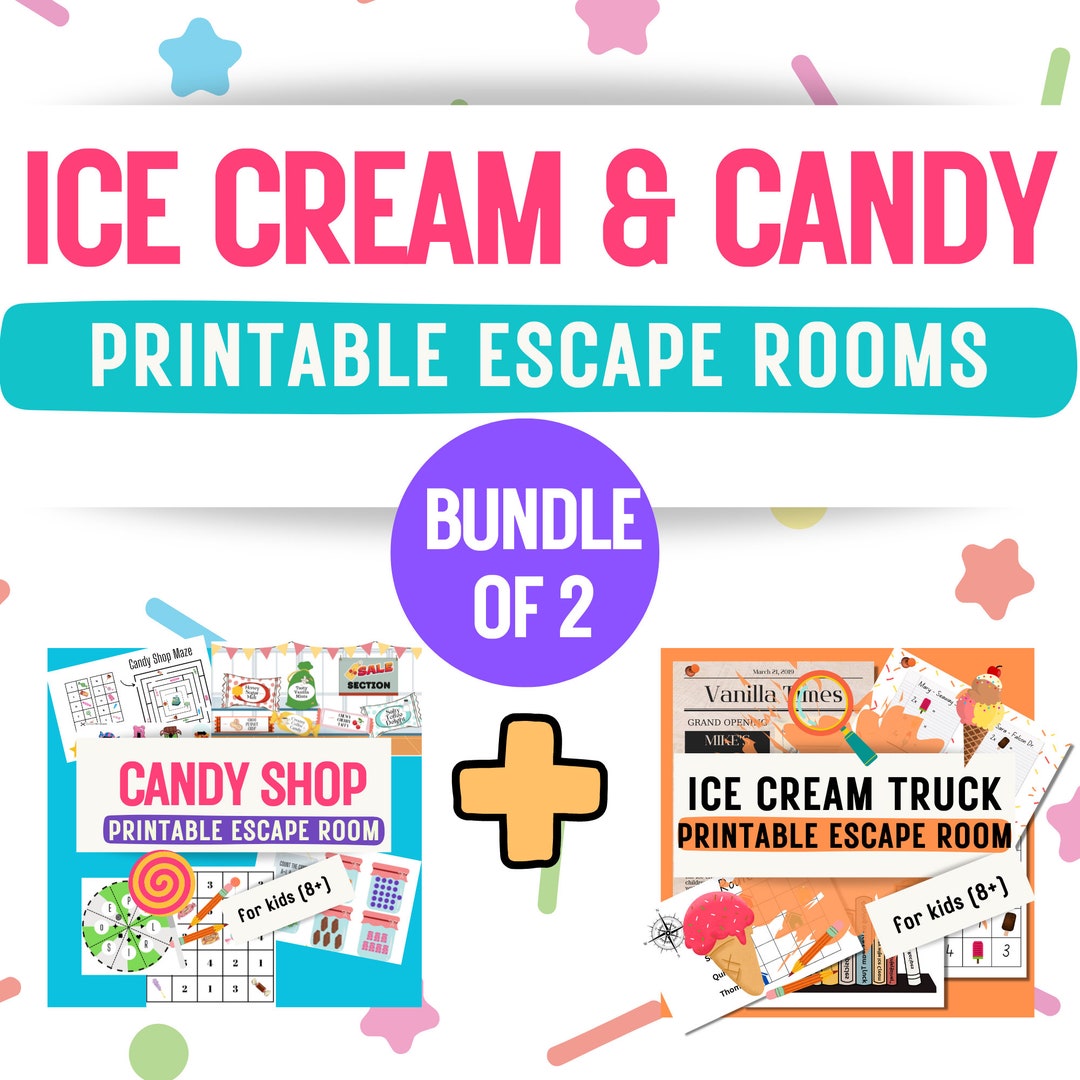 Ice Cream Escape Room and Candy Escape Room for Kids Bundle Printable ...