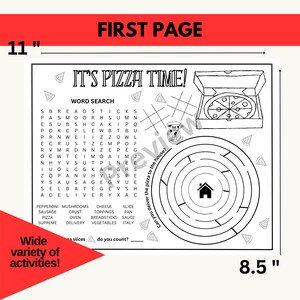 Pizza Printable Activity Mat for Kids | Two Pages of Fun - Maze, Word ...