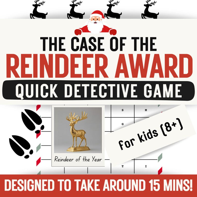 Christmas Detective Game: Reindeer Award Mystery (PDF) - Etsy