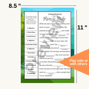 Camping Game for Kids | Fill-in-the-blank Grammar Ad Libs Funny Party ...