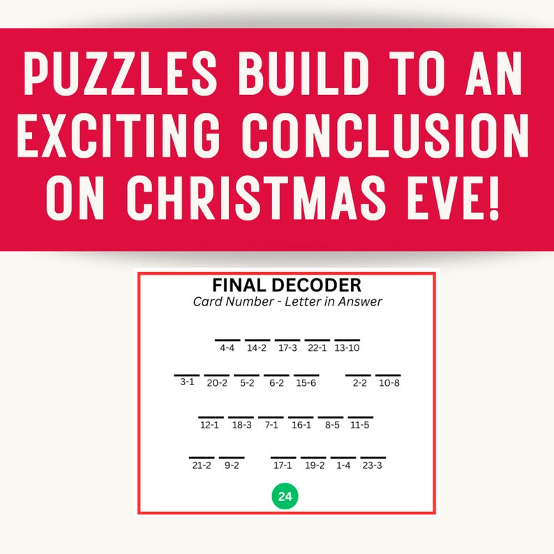 Christmas Countdown Escape – 24 Daily Puzzle Cards, Kids Ages 8-13 (PDF ...