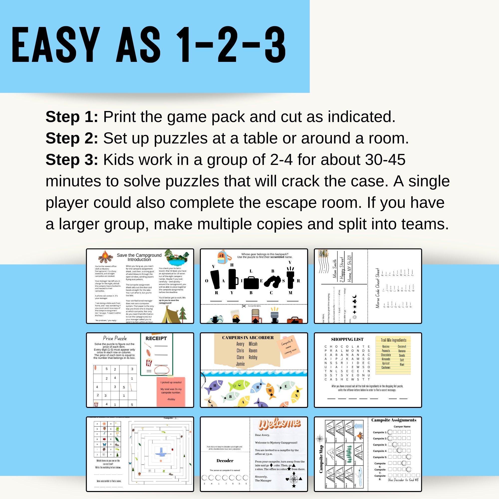 Printable Escape Room for Kids Camping Printable DIY Escape Game at ...