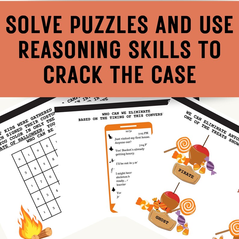 Halloween Detective Game for Kids Class Party Activity DIY Group Puzzle ...