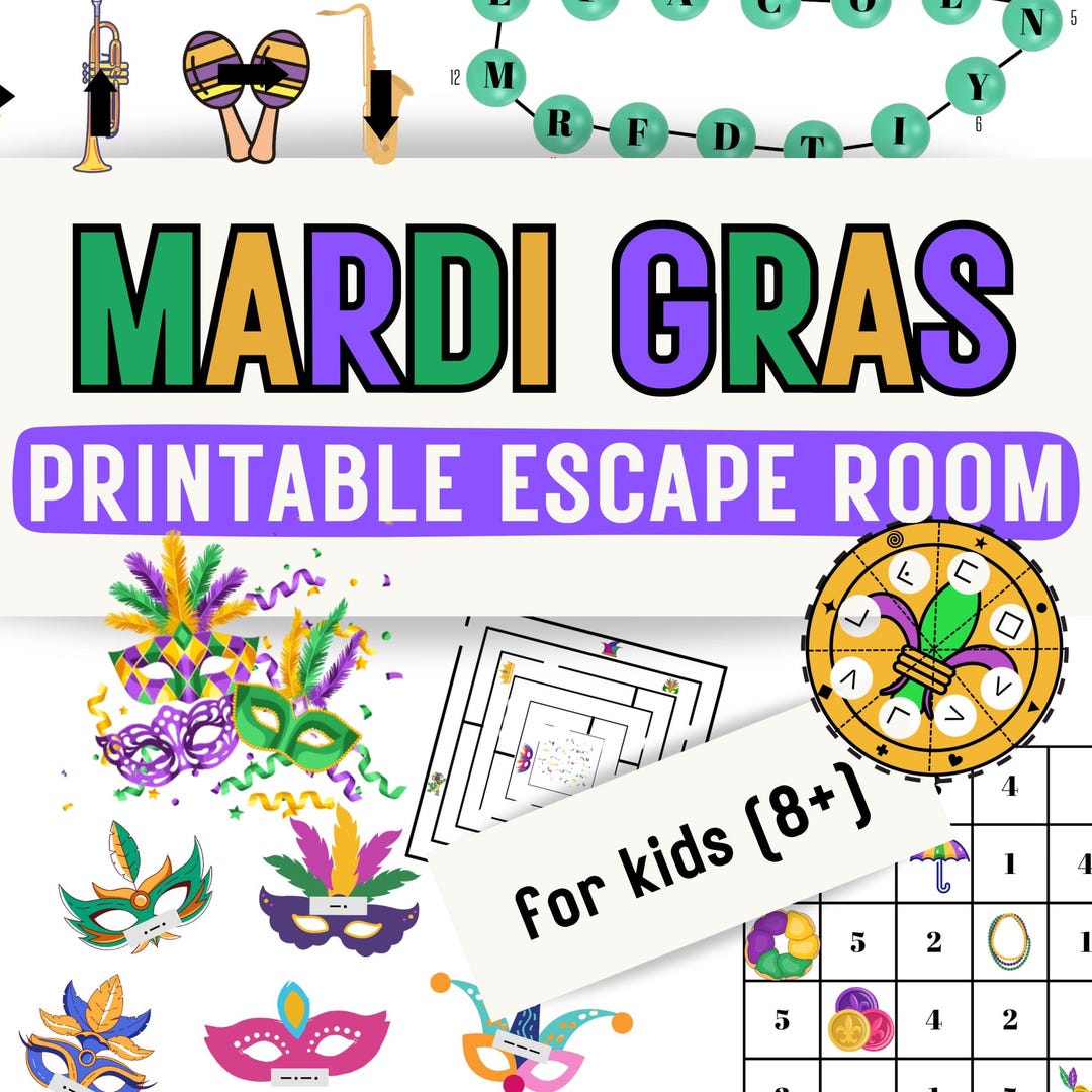 Mardi Gras Escape Room for Kids - Printable Mystery Puzzle Family Game ...