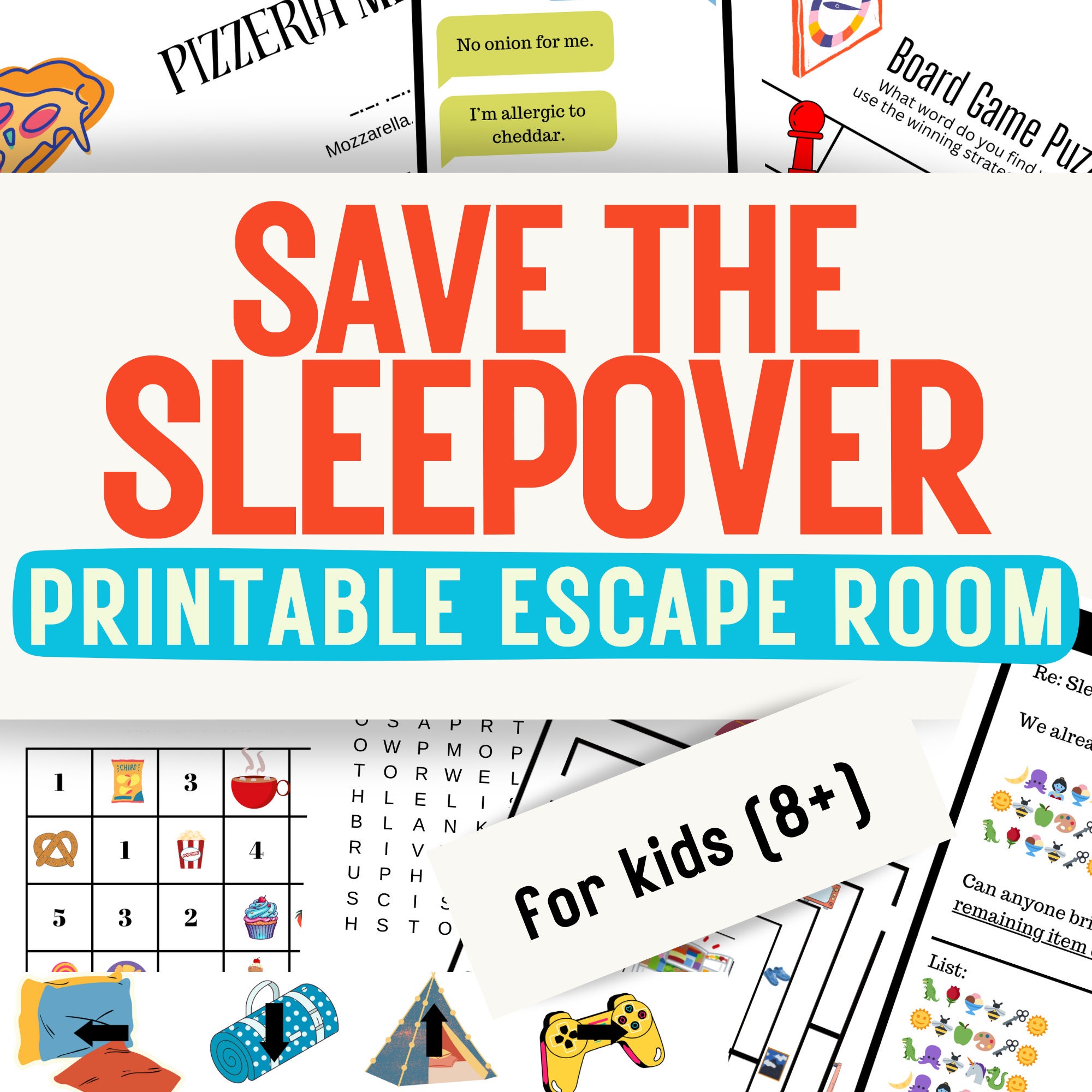 Sleepover Escape Room for Kids Printable PDF Creative Slumber Party ...