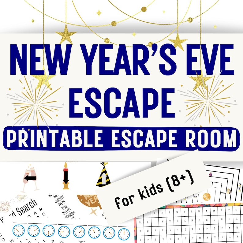 New Year Escape Room for Kids Printable Mystery Puzzle Family Activity ...