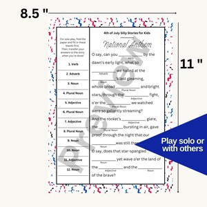 Printable 4th of July Activity for Kids - Funny Fill-in-the-blank ...