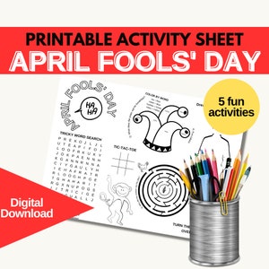 April Fools' Day Printable Activities Worksheet for Kids - Etsy