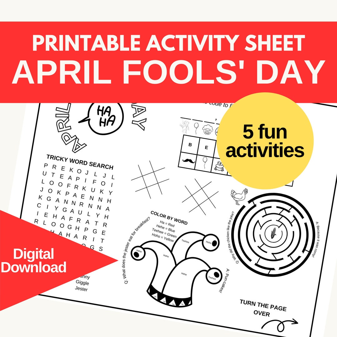 April Fools' Day Printable Activities Worksheet for Kids - Coloring ...
