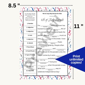 Printable 4th of July Activity for Kids - Funny Fill-in-the-blank ...