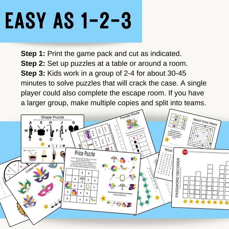Mardi Gras Escape Room for Kids – Printable Puzzle Game (PDF) - Etsy