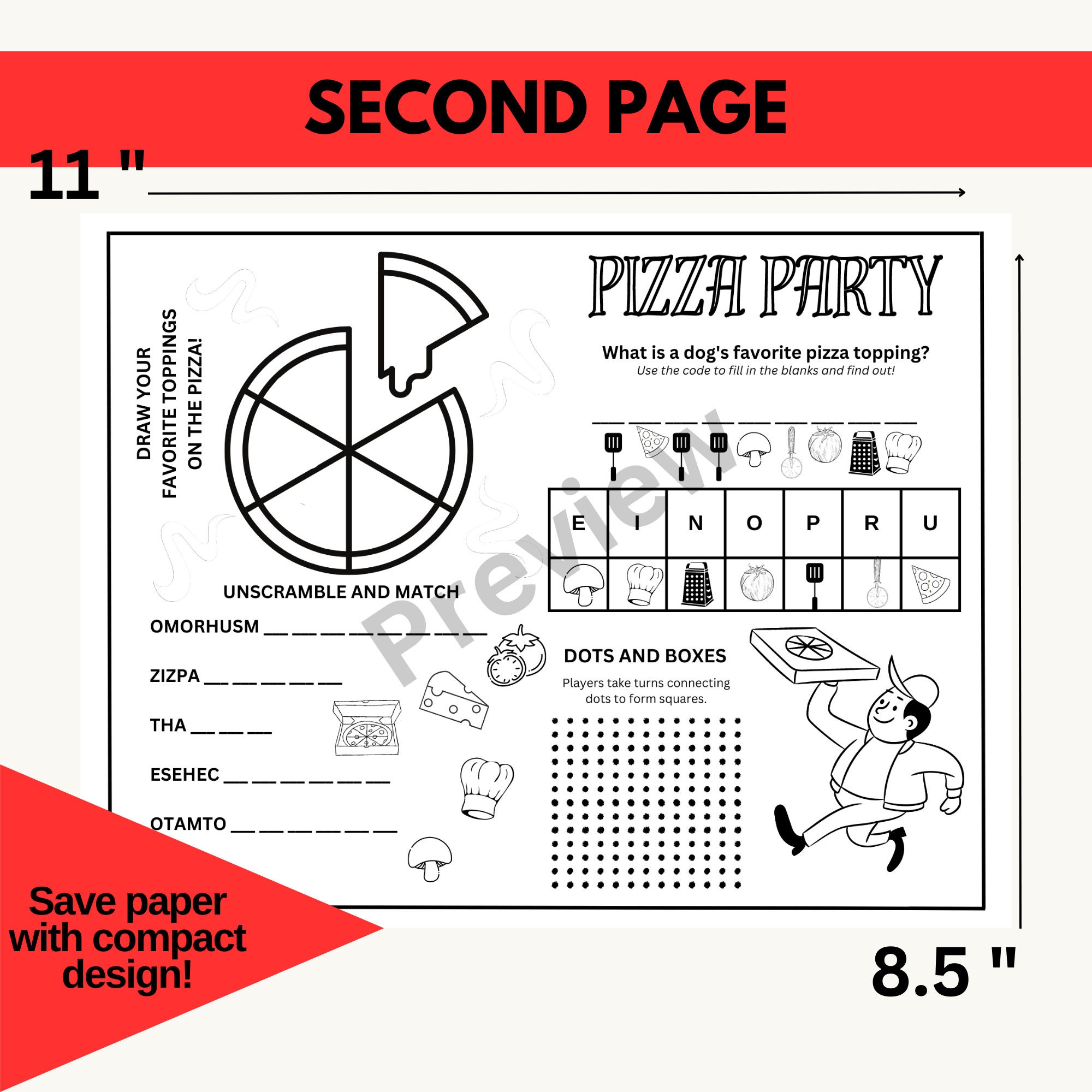 Pizza Printable Activity Mat for Kids | Two Pages of Fun - Maze, Word ...
