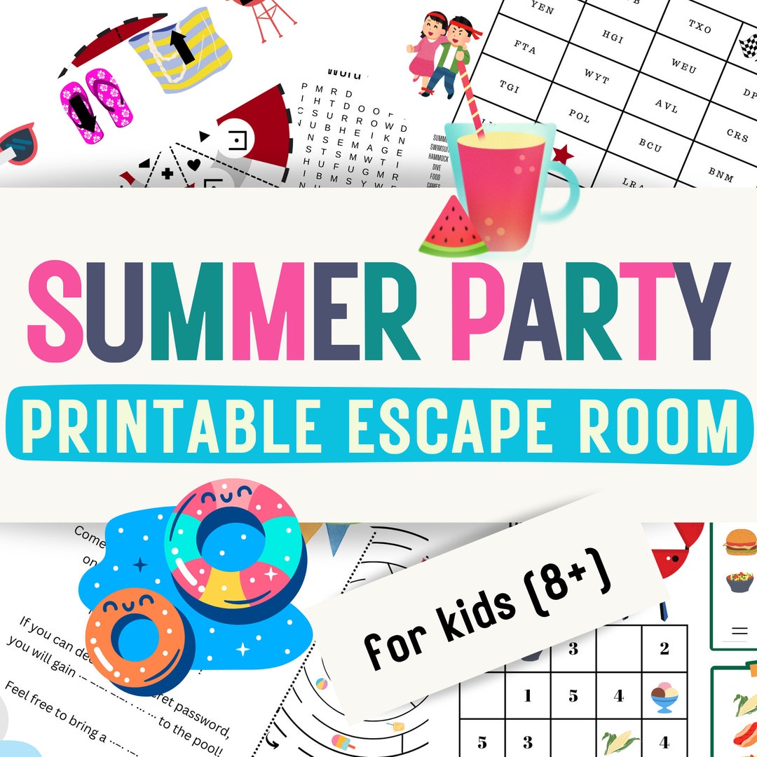 Summer Party Escape Room for Kids Barbecue Activity Pool Party DIY ...